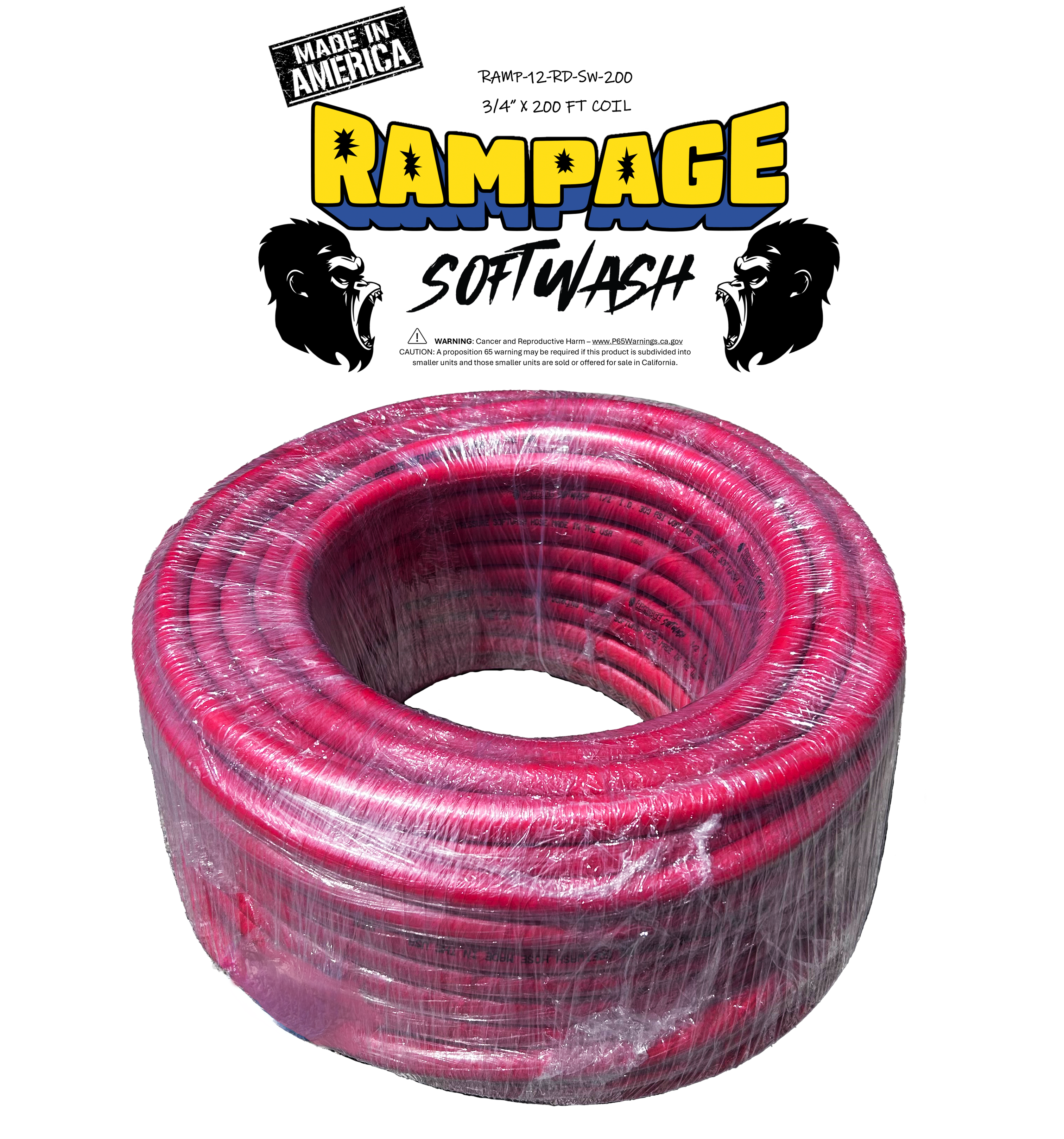 Rampage 3/4" Red 200' Softwash Hose – MPWSR